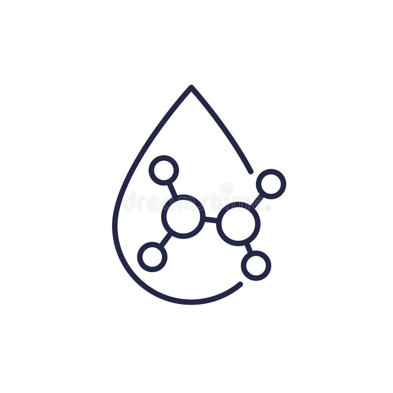 Acid Molecule Line Icon with a Drop Stock Illustration - Illustration ...