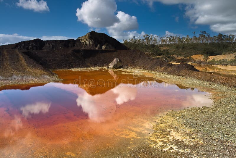 Acid red water lake stock photo. Image of blue, yellow - 10008372