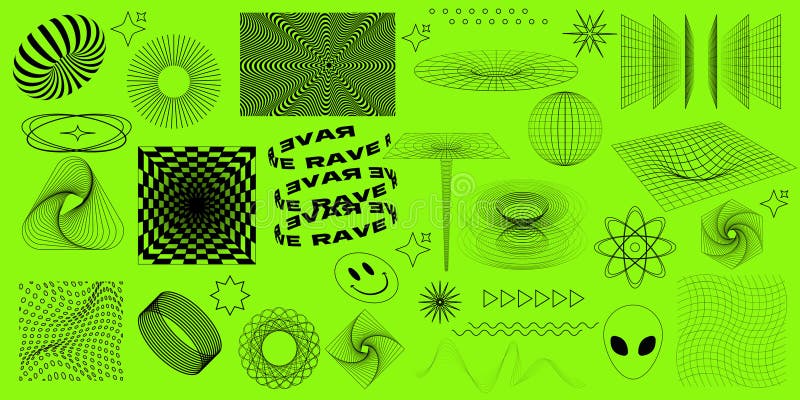 Rave Psychedelic Acid Set with Smile Stickers Stock Vector ...