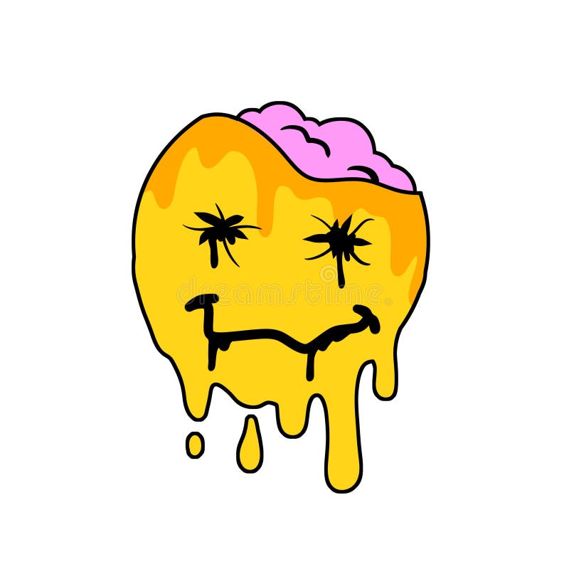 Acid Smile Face with Brain. Melted Rave Symbol Stock Vector ...