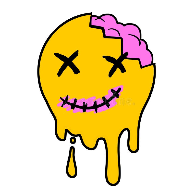 Acid Smile Face with Brain. Melted Rave Symbol Stock Vector ...
