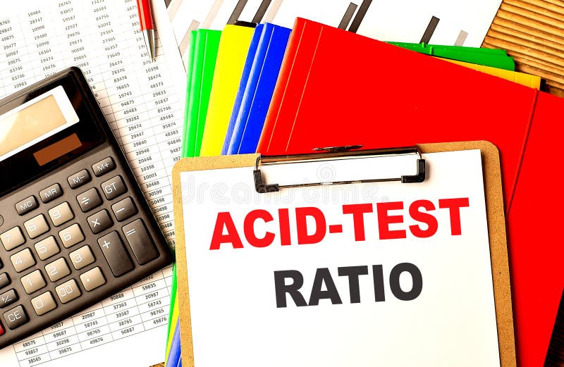 ACID TEST RATIO Text on Clipboard with Calculator and Color Folder ...