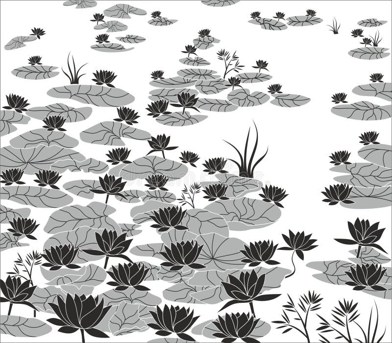 Lotus Sandblasting Etching Glass Floral Design Pattern Vectors Stock ...