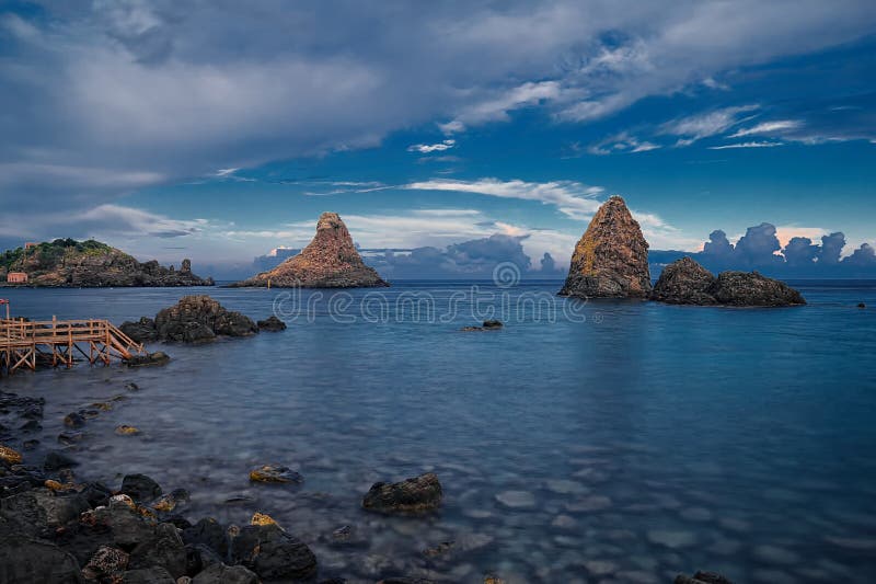 Acitrezza View stock image. Image of reefs, sicily, rocks - 58849519
