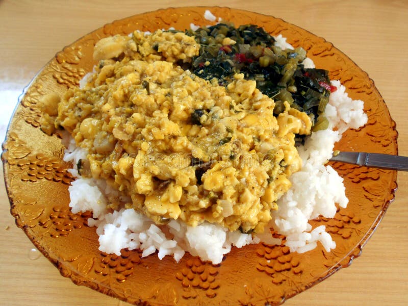 Ackee rice and callaloo stock image. Image of mouthwatering - 52562911