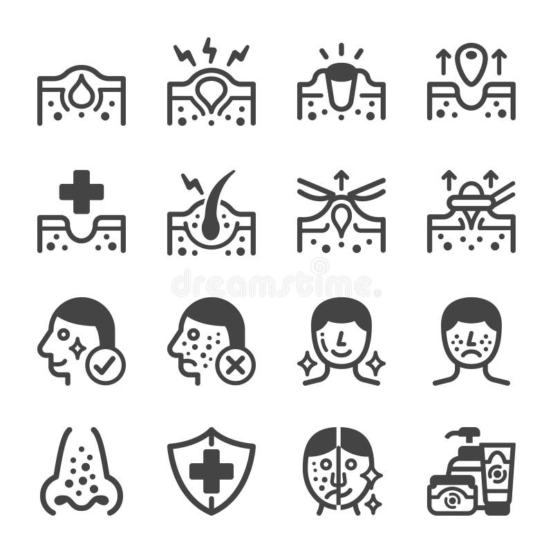Acne icon set stock vector. Illustration of formation - 208715347