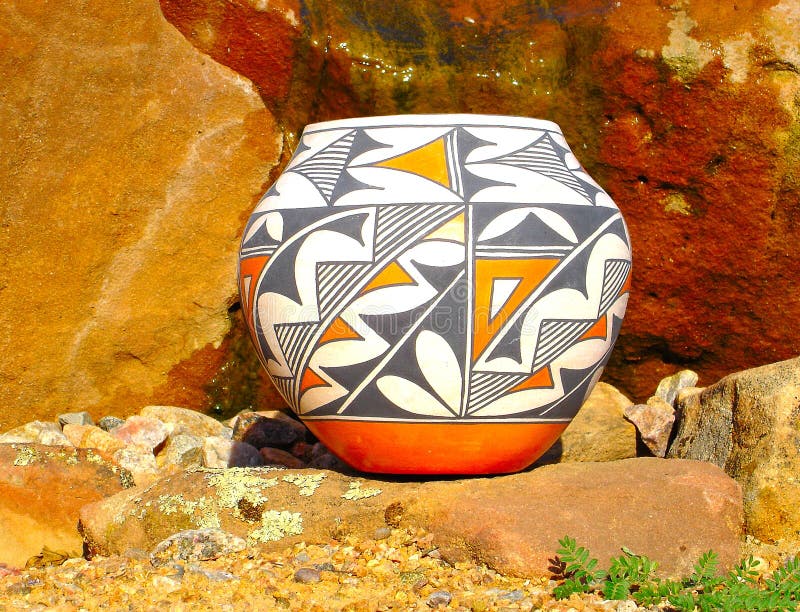 Colorful Acoma Pottery stock image. Image of vase, wedding - 7175435