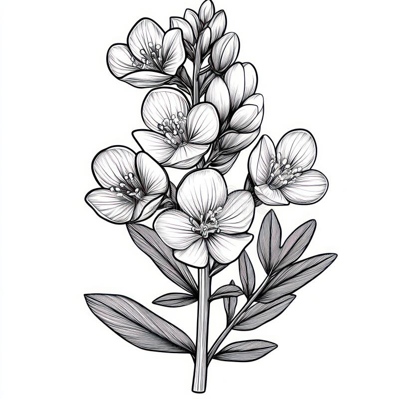 A Aconite, Line Pattern, Black and White Artwork Style. Coloring Book ...