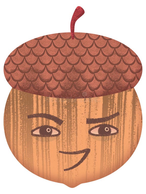 Cute Little Smiling Face Textured Acorn Character Stock Illustration ...
