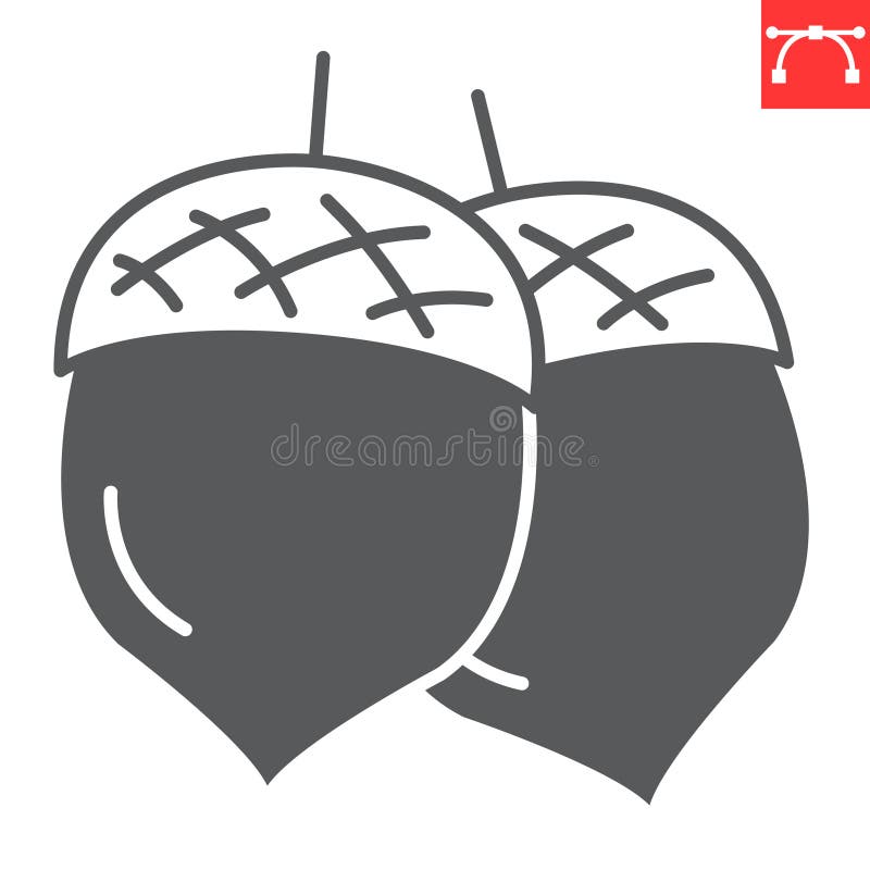 Acorn glyph icon stock vector. Illustration of sign - 317980640