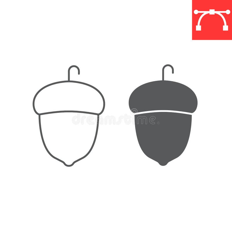 Acorn line and glyph icon stock vector. Illustration of park - 253717151