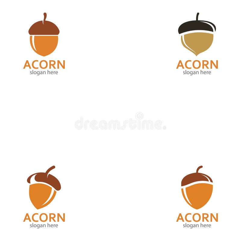 Acorn Logo Illustration Vector Template. Stock Vector - Illustration of ...