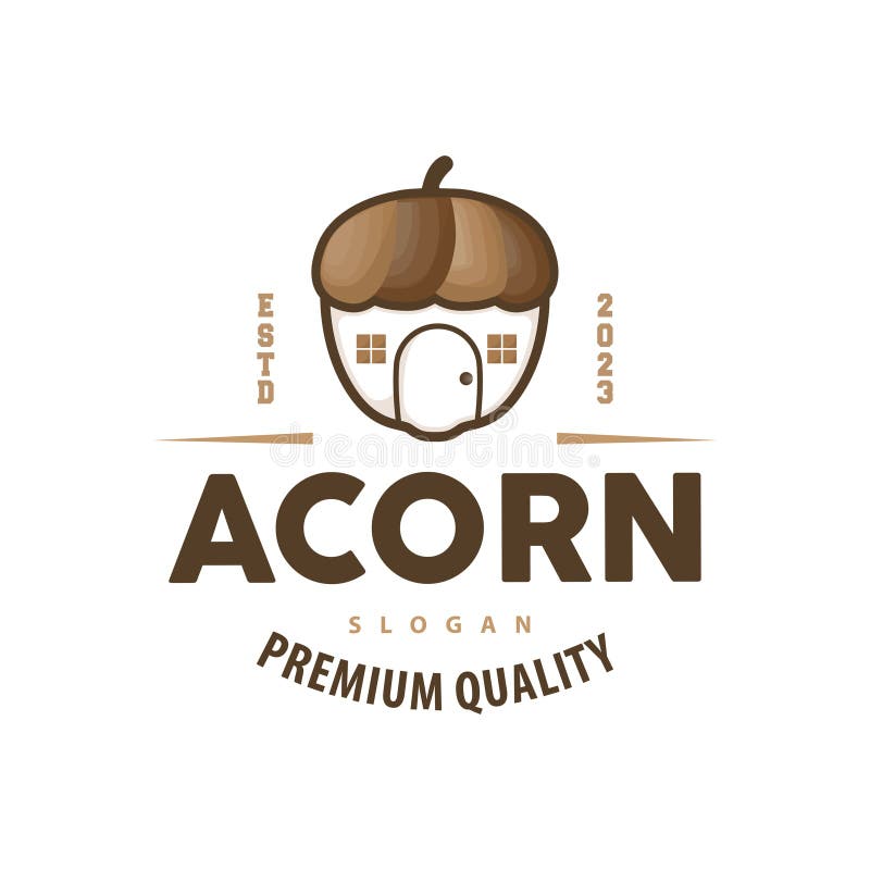 Acorn Logo, Nut Design with Oak Leaves Simple, Templet Illustration ...