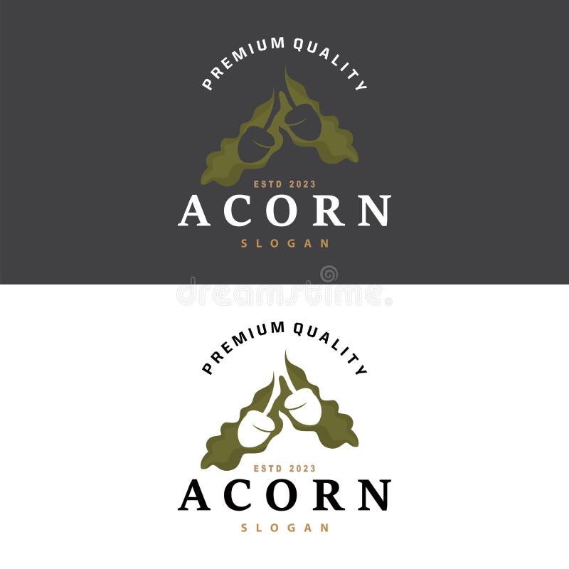 Acorn Logo, Nut Design with Oak Leaves Simple, Templet Illustration ...