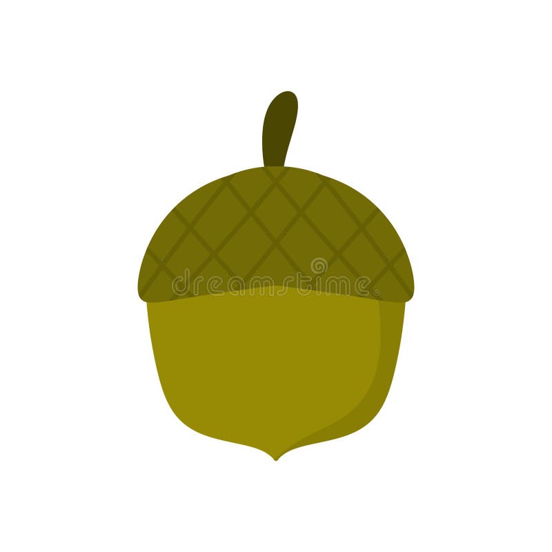 Acorn Oak Tree Fruit Flat Design Vector Illustration Stock Vector ...