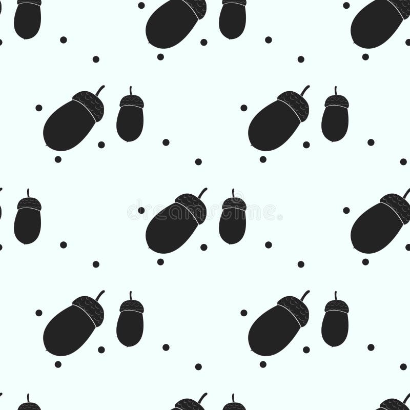 Acorn Pattern Repeat Seamless in Black Color for Any Design. Vector ...