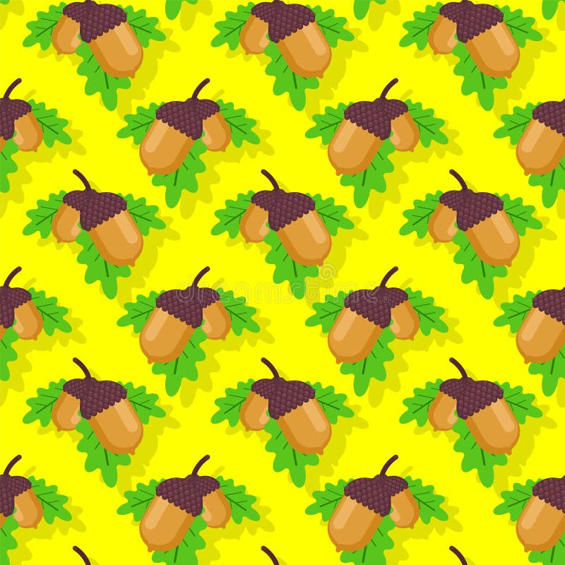 Acorn Pattern Seamless. Fruit of Oak Background Stock Vector ...