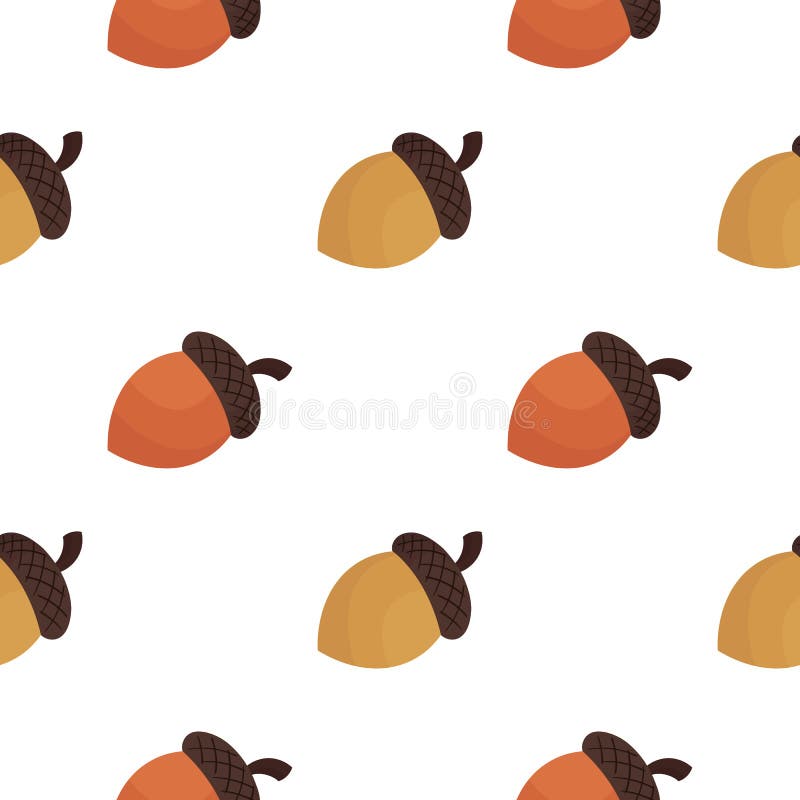 Acorn Seamless Pattern on White Background Stock Vector - Illustration ...