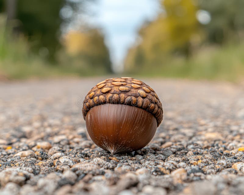 An Acorn Sits on a Gravel Path. Stock Illustration - Illustration of ...