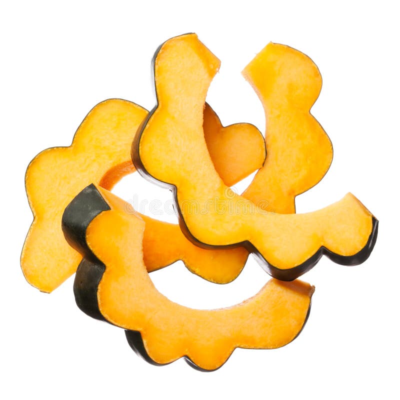 Acorn Squash Slices Isolated on White Stock Photo - Image of piece ...