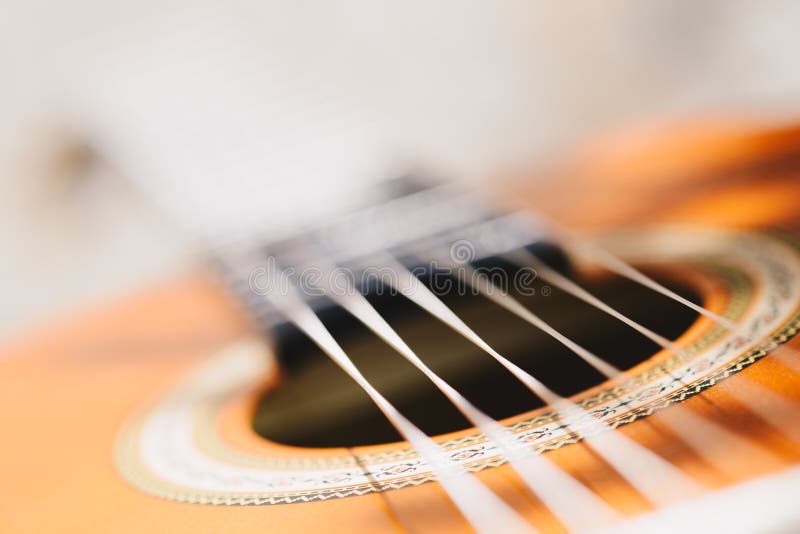 Acoustic Guitar Bridge and Strings Close Up - Macro Stock Photo - Image ...