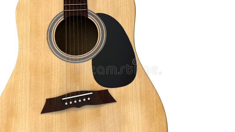 Acoustic Guitar Close Up Front View Stock Illustration - Illustration ...