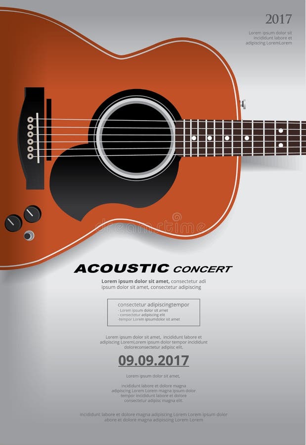 Acoustic Guitar Concert Poster Stock Vector - Illustration of audio ...