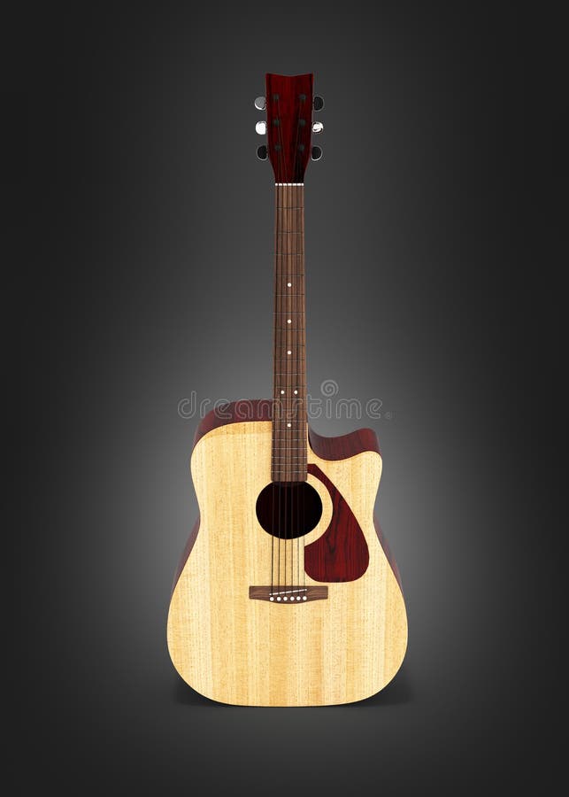 Acoustic Guitar Front View Isolated on White Background 3d Stock ...