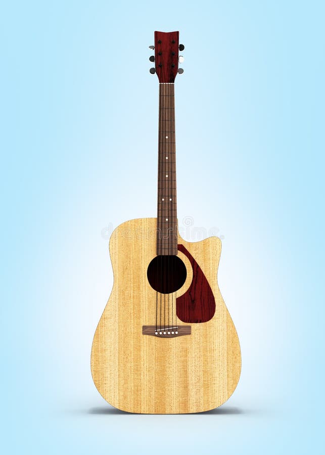Acoustic Guitar Front View Isolated on White Background 3d Stock ...