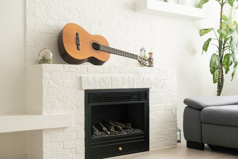 The Acoustic Guitar is at Home Stock Image - Image of sound, musician ...