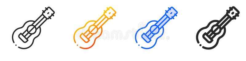 Acoustic Guitar Icon.Thin Linear, Gradient, Blue Stroke and Bold Style ...