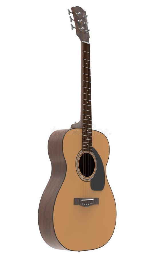 Side View Of Acoustic Guitar Isolated On White Stock Illustration ...