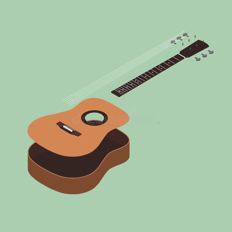 Acoustic Guitar Isometric Flat Design Vector Illustration Stock Vector ...