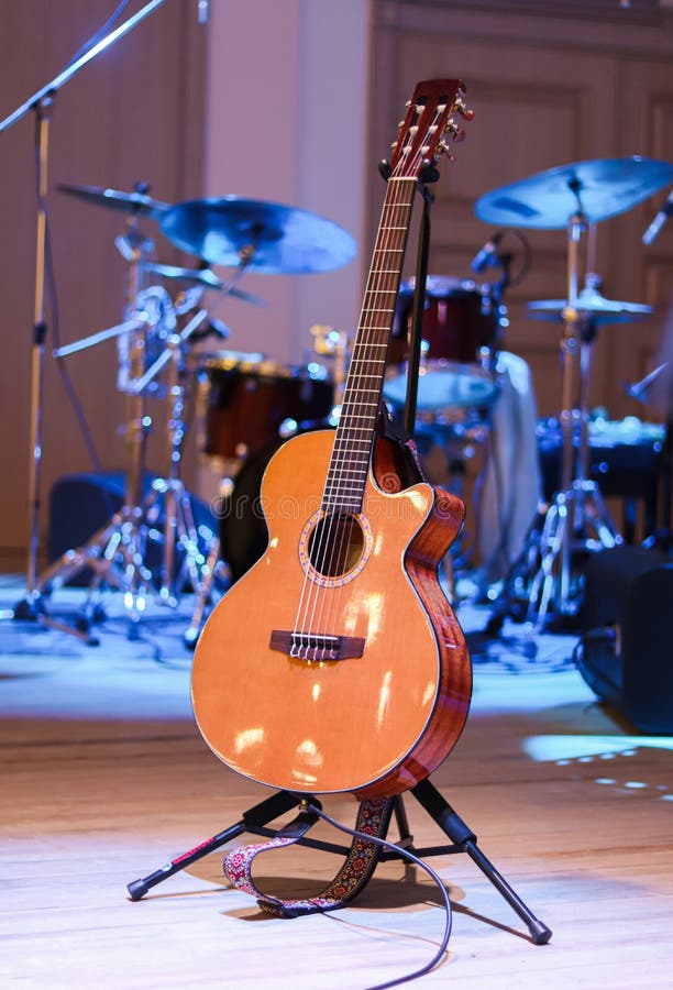 Acoustic Guitar and Percussion on the Scene Stock Photo - Image of beat ...