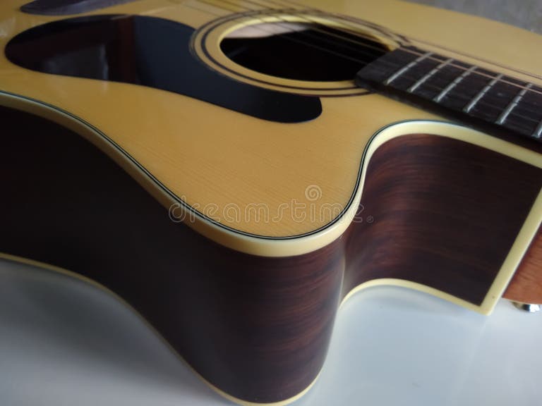 Acoustic Guitar Side View Strings and Fretboard Stock Photo - Image of ...
