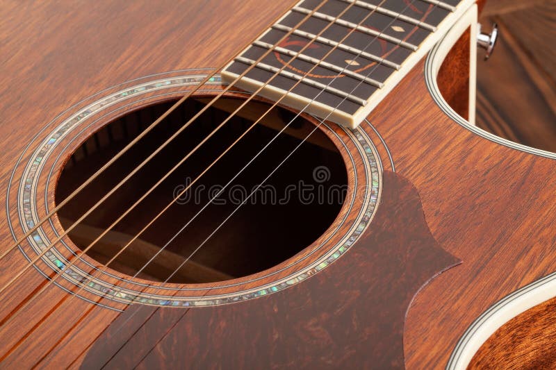 Acoustic guitar sound hole stock image. Image of studio - 275851091