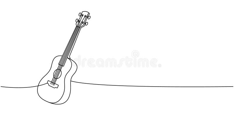 Acoustic Guitar, String Instrument One Line Continuous Drawing. Musical ...