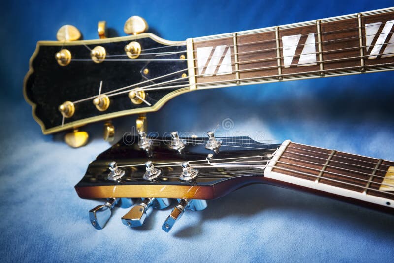 Acoustic Guitars in Blue Background Stock Photo - Image of solid ...