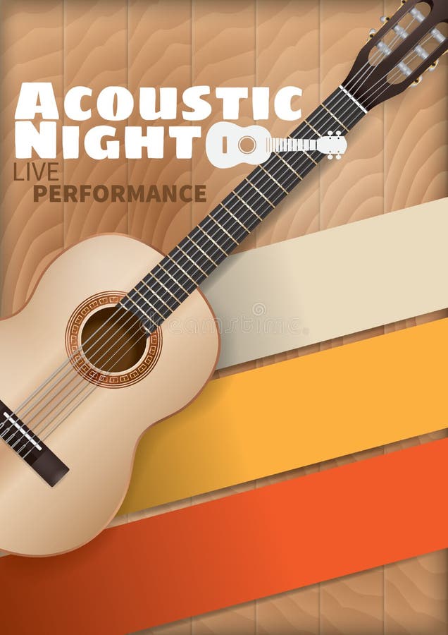 Acoustic Night Party Flyer Design with String and Lettering on Guitar ...