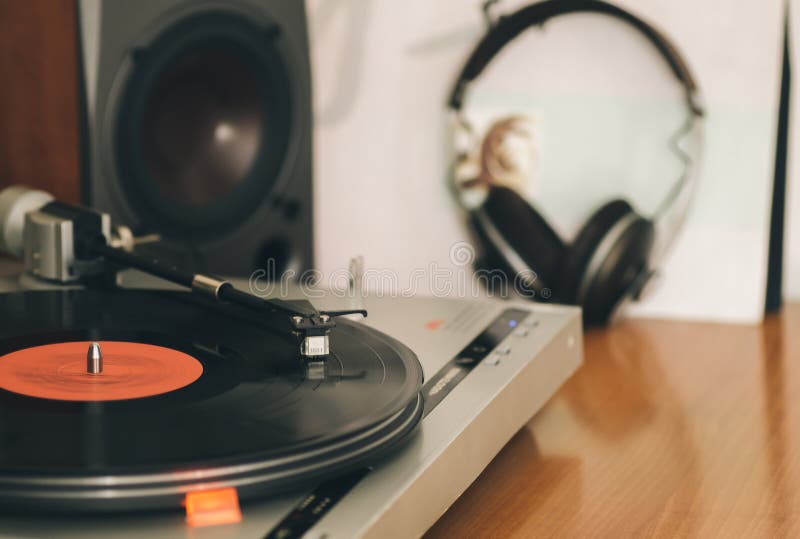 Hifi Acoustics and Vinyl Turntable Close-up Stock Image - Image of ...