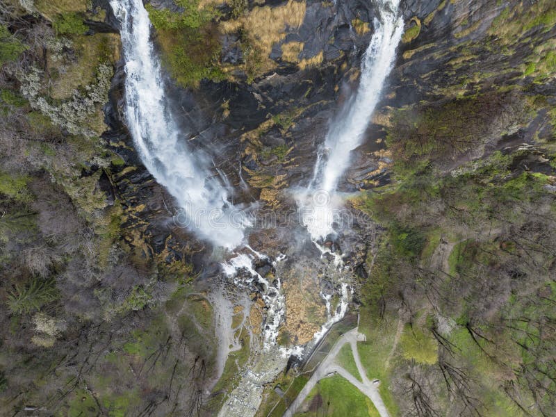 Acquafraggia Waterfalls in Valchiavenna Valley Stock Image - Image of ...