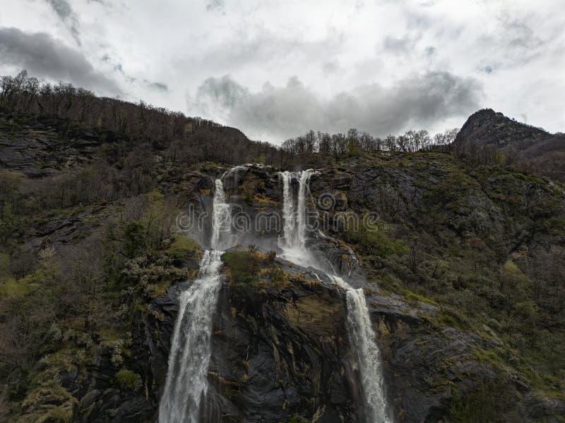 Acquafraggia Waterfalls in Valchiavenna Valley Stock Image - Image of ...