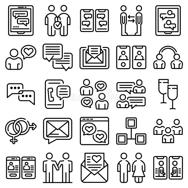 Acquaintance Icons Set, Outline Style Stock Vector - Illustration of ...