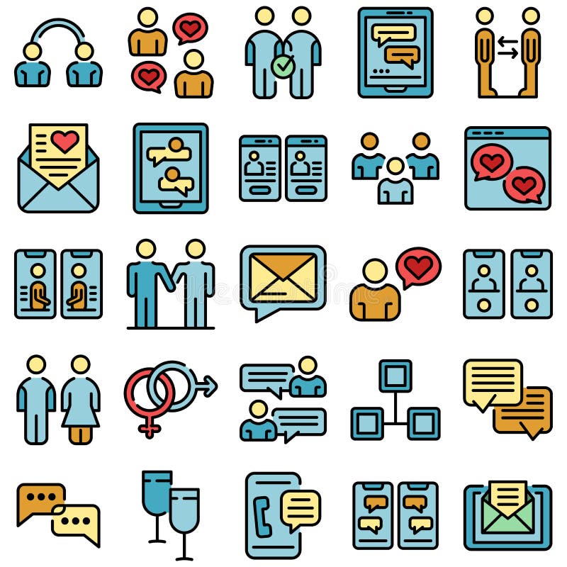 100 Acquaintance Icons Set, Outline Style Stock Vector - Illustration ...