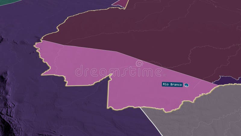 Acre, Brazil - Highlighted with Capital. Administrative Stock ...