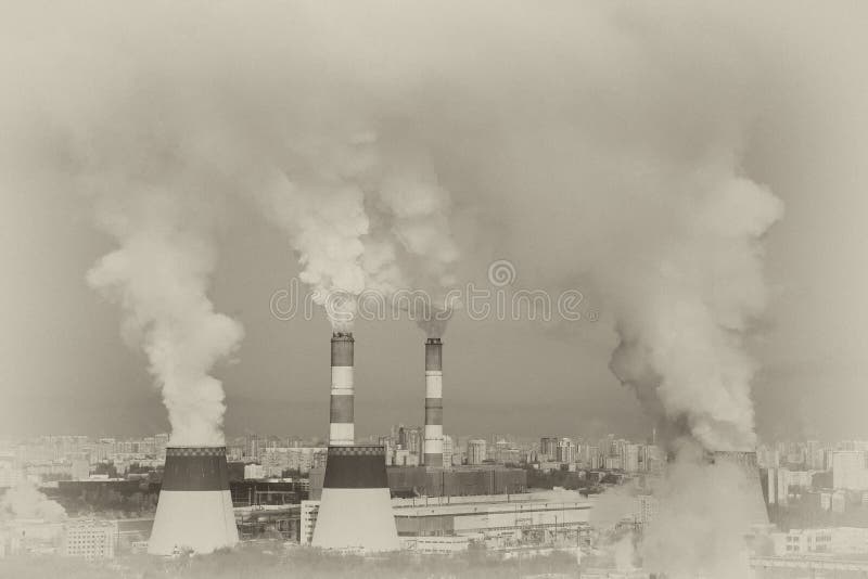 The Acrid Thick Industrial Smoke. Pipe Smoke Stock Photo - Image of ...