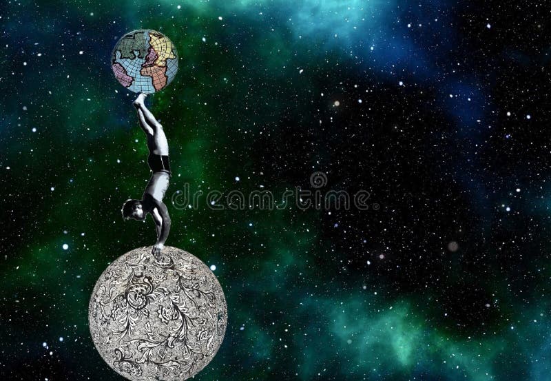 Acrobat dreaming in space stock illustration. Illustration of ...