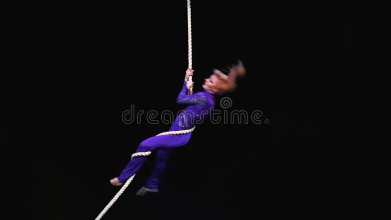 Acrobat with Rope in Circus Stock Video - Video of figure, exercise ...