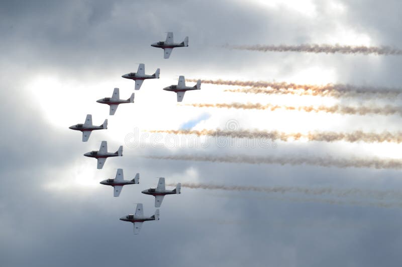 Acrobatic Aircraft in Formation Stock Photo - Image of aeroplane ...