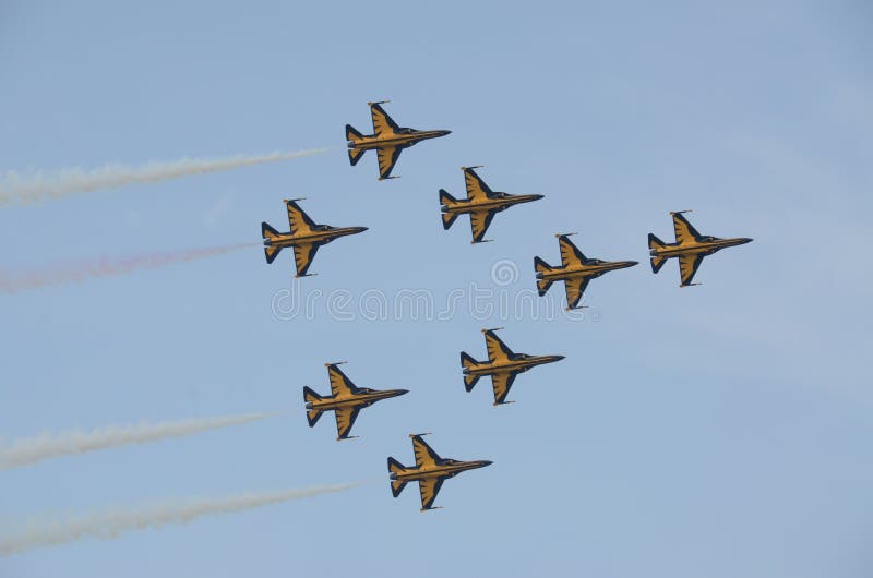 Acrobatic Fighters Formation Stock Image - Image of airplanes ...